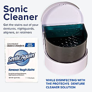 Smile Again Care Kit, Denture, Retainer & Aligner Care and Cleaning Bundle with Ultrasonic Denture & Retainer Cleaner, Brush, Denture Cleaning Solution, and Informational Brochure, Pack of 3