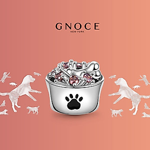 GNOCE Pet Food Bowl Charm Bead 925 Sterling Silver Charms Fits For Bracelet/Necklace Jewelry Gift For Women Wife
