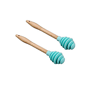 UgyDuky 2 Pack Silicone Honey Dipper Spoon Drizzle Stick Honey Mixing Stirrer Dip Spiral Server Kitchen Gadget Tool (Random Color Delivery)