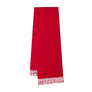 CALVIN & OLIVIA Ultra-Soft Winter Cashmere Feel Scarf Solid Color Warm Long Unisex Winter Scarves Perfect Holiday Gift for Women Men Amazon Christmas Red