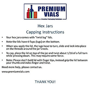 1.5 oz Hexagon Mini Glass Jars with Silver Lids and Labels (Pack of 24)