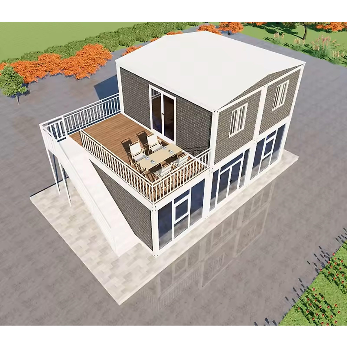 S.E.Q Double Story Fully Equipped prefab Expandable Container House, Luxury Home Stairs Included 2-3 bedrooms,1 Kitchen,1 Bathroom 30 ft