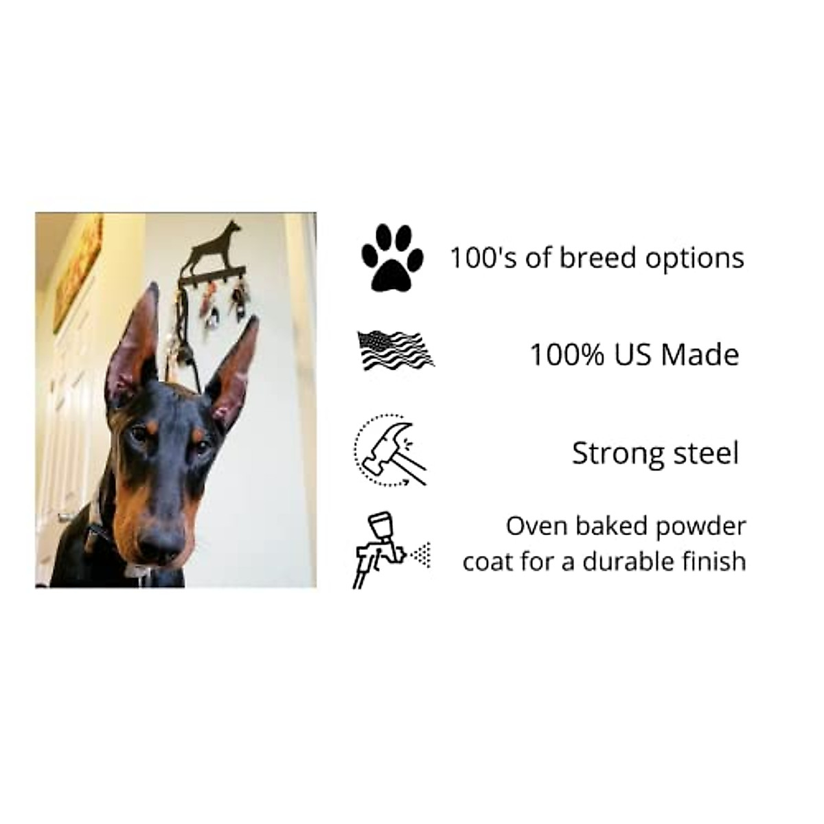 The Metal Peddler Miniature Schnauzer (Natural Ears) - Key Holder & Dog Leash Hanger for Wall - Large 9 inch Wide - Made in USA; Gift for Dog Lovers