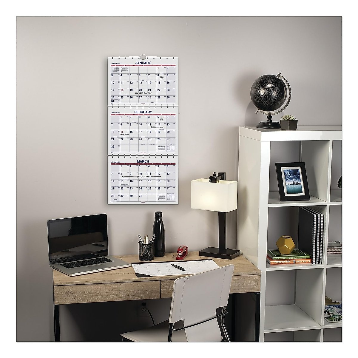 AT-A-GLANCE 2024 Wall Calendar, 12" x 26-1/2", Large, Three-Month, Move-A-Page (PMLF112824)