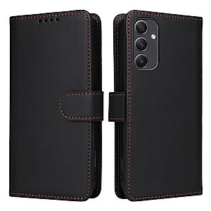 Wallet Case Compatible with Samsung Galaxy A34 5G Wallet Case Detachable Back Case with Card Holder/Wrist Strap, PU Leather Flip Folio Case with Magnetic Stand Shockproof Phone Cover (Color : Black)