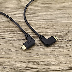 Micro Traders 2PCS Mini HDMI to HDMI Cable 50cm Mini HDMI Male 90 Degree Left and Right to HDMI Male Cable for Camera Video Card Laptop Tablet HDTV Monitor Projector
