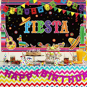 Mexican Fiesta Backdrop Mexican Birthday Banner Cinco De Mayo Theme Party Decoration Supplies Mexico Carnival Party Background for Mexican Birthday Baby Shower Party Picture Photo Studio Favors