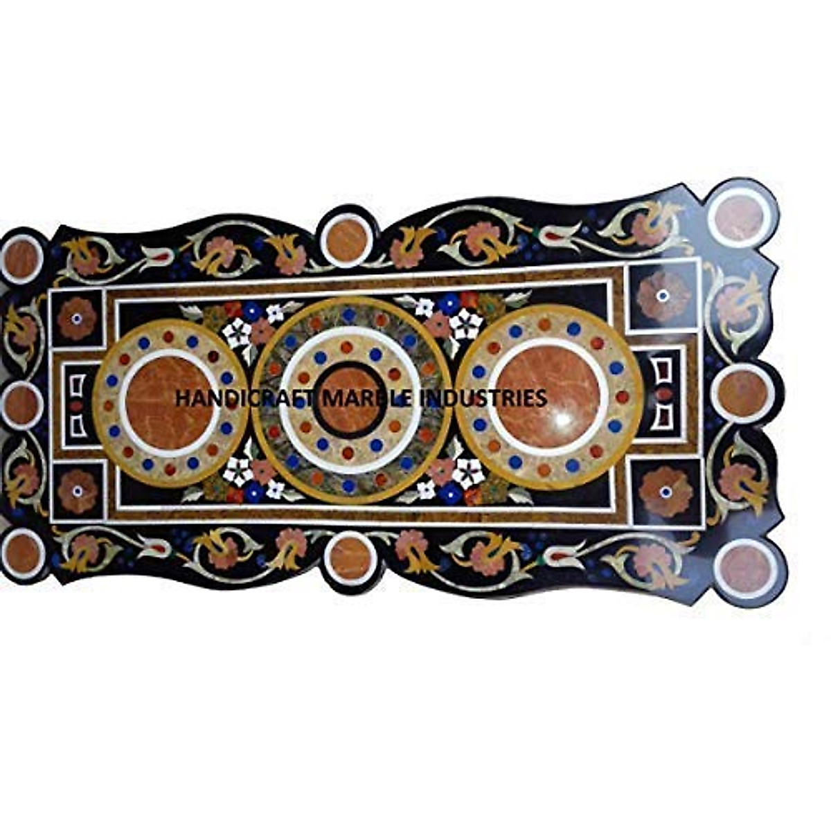 48" x 30" Inch Black Marble Inlay Dining Table, Classic Centre Table Top, Centre Table For Sofa, Piece Of Conversation