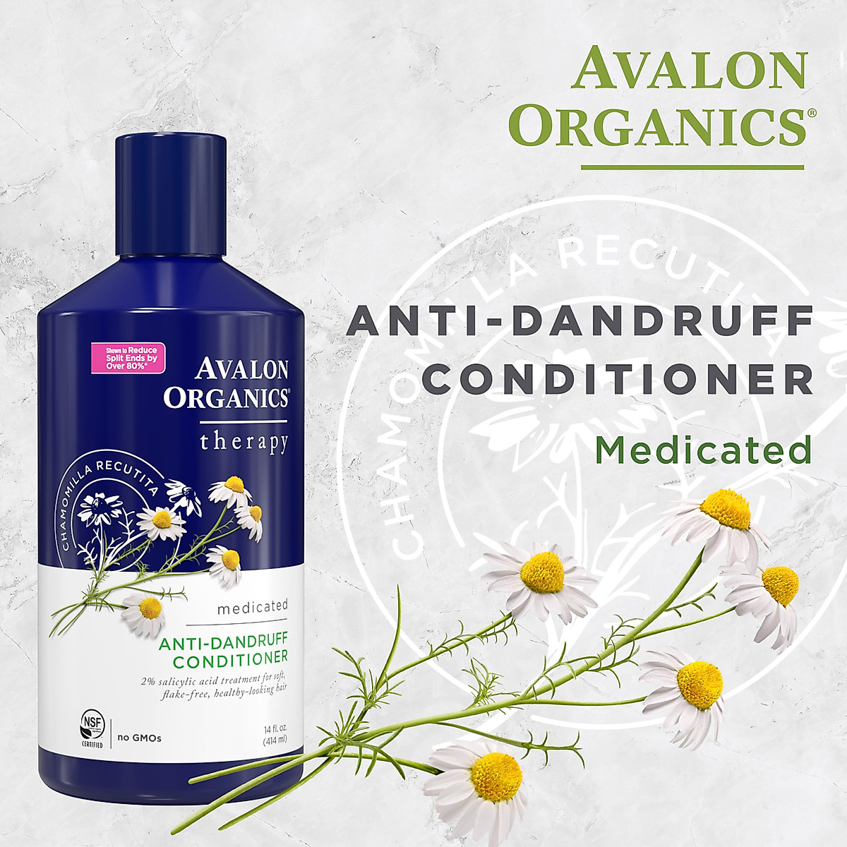 Avalon Organics Therapy Medicated Anti-Dandruff Conditioner for Soft, Flake-Free Hair, 14 Fluid Ounces