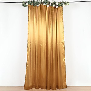 Efavormart 8ftx10ft Gold Satin Curtain Panel Backdrop Drapes, Photo Booth Backdrop with Rod Pocket