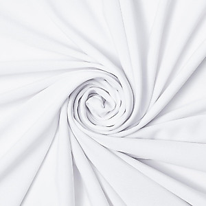 ITY Fabric Polyester Knit Jersey 2 Way Spandex Stretch 58" Wide by The Yard (1 Yard, White)