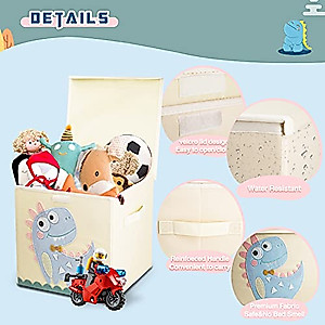 CLOVERCAT Fabric Foldable Collapsible Storage Cube Bin Organizer Basket with Lid, Handles For Home, Office, Nursery, Closet (Alpaca)