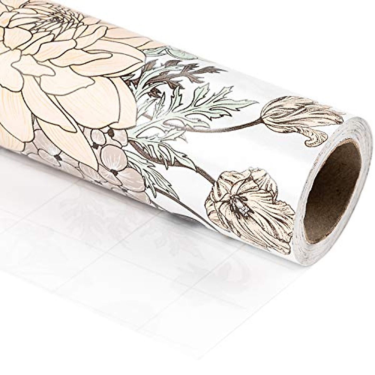 WRAPAHOLIC Wrapping Paper Roll - The Vintage Floral Printed on White Pearlized Paper,Perfect for Wedding, Birthday, Holiday, Baby Shower Wrap - 30 inch x 33 feet