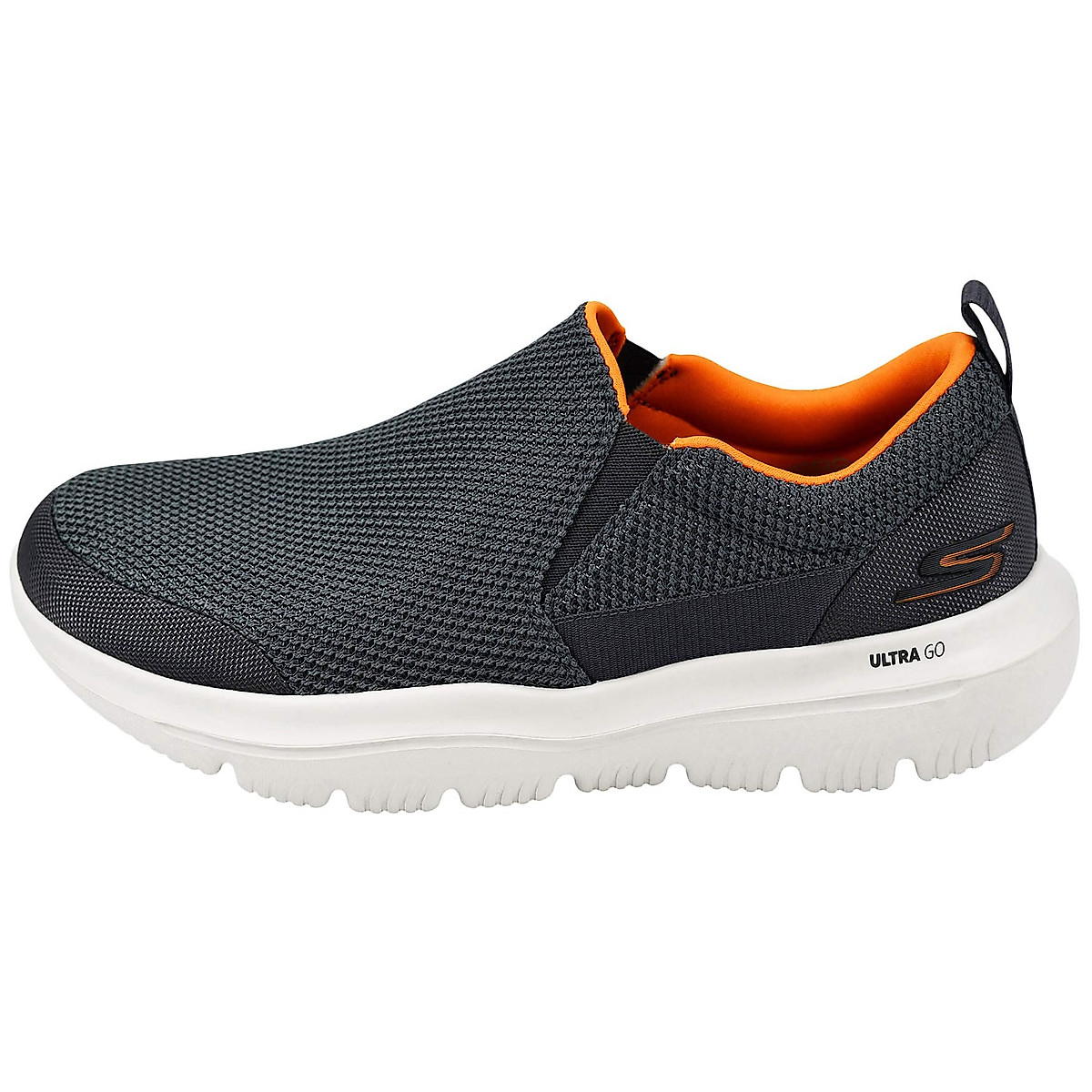 Skechers Men's GO Walk Evolution Ultra-Impeccable Sneaker, Charcoal/Orange, 11 X-Wide