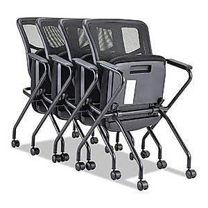 Alera ALEEL4914 Elusion Padded Mesh Nesting Chair - Black (2/Carton)