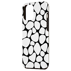 iPhone 12 Pro Max Black & White Pebble Pattern Decorative Rock Shapes Case