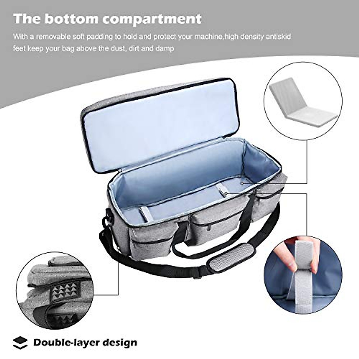 ProCase Cricut Maker and Explore Air Carrying Case, Double-Layer Lightweight Cricut Accessories Travel Tote Bag for Cricut Explore Air 2 and Silhouette Cameo 4 / Cameo 3(Bag Only) -Grey