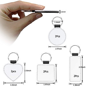 Arokimi Sublimation Keychains Blank,PU Leather Heat Transfer Keychain Keyring,8 Pcs,square