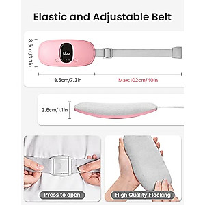 Period Heating Pads for Cramps, iDOO Portable Cordless Menstrual Heating Pad, FSA HSA Eligible, 3 Heat Levels and 3 Massage Modes, Fast Heating, Gifts for Women and Girl (Pink)