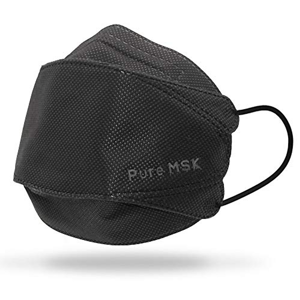 PURE-MSK Trifold Disposable Mask - Made in the USA - Light Weight Easy Breathing Material - Adult Size - 10 Pack - Black