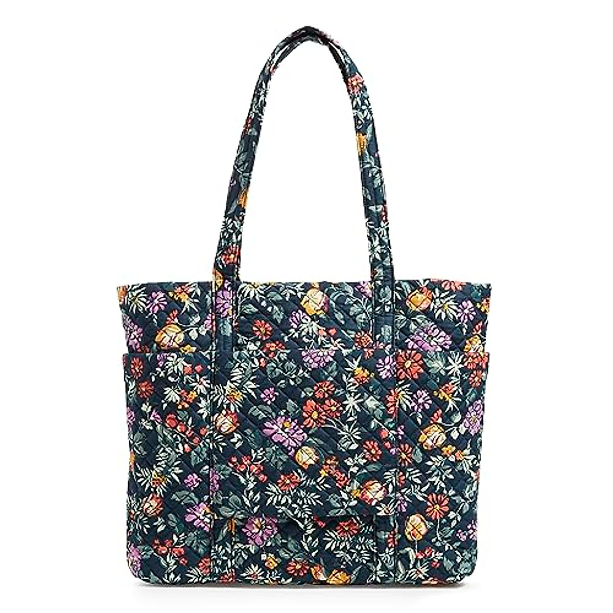Vera Bradley Women's Cotton Deluxe Vera Tote Bag, Fresh-Cut Floral Green, One Size