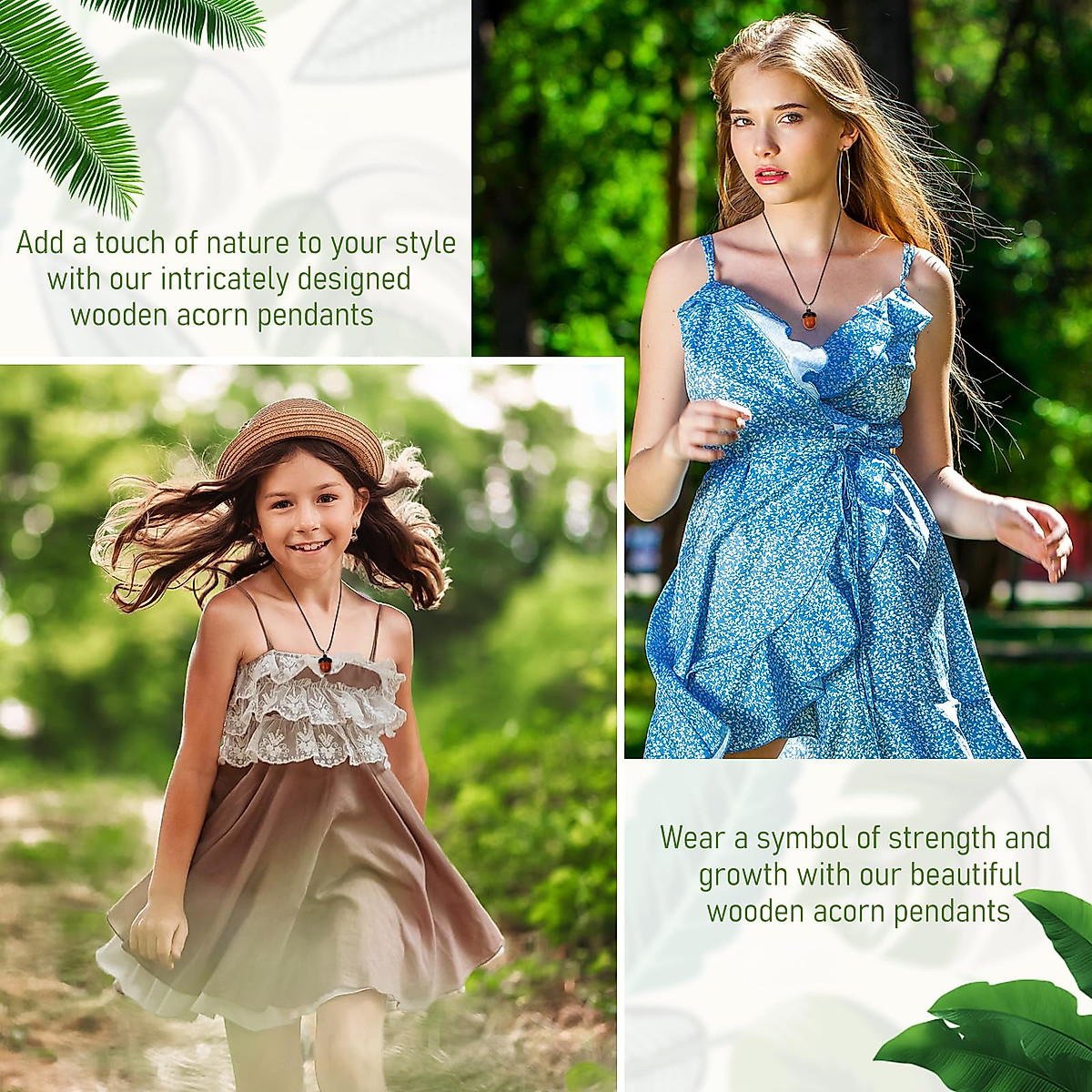 Sasylvia 10 Pcs Wood Acorn Charms Nut Acorn Pendant with Black Waxed Necklace Cord and Lobster Claw Clasp for DIY Accessories Pendant Decorations Jewelry Making