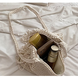 Crossbody Bag Purse Women Cute Hobo Bag Satchel Bag Summer Beach Bag Knit Bag Shoulder Bag Tassels Crochet Tote Handbags