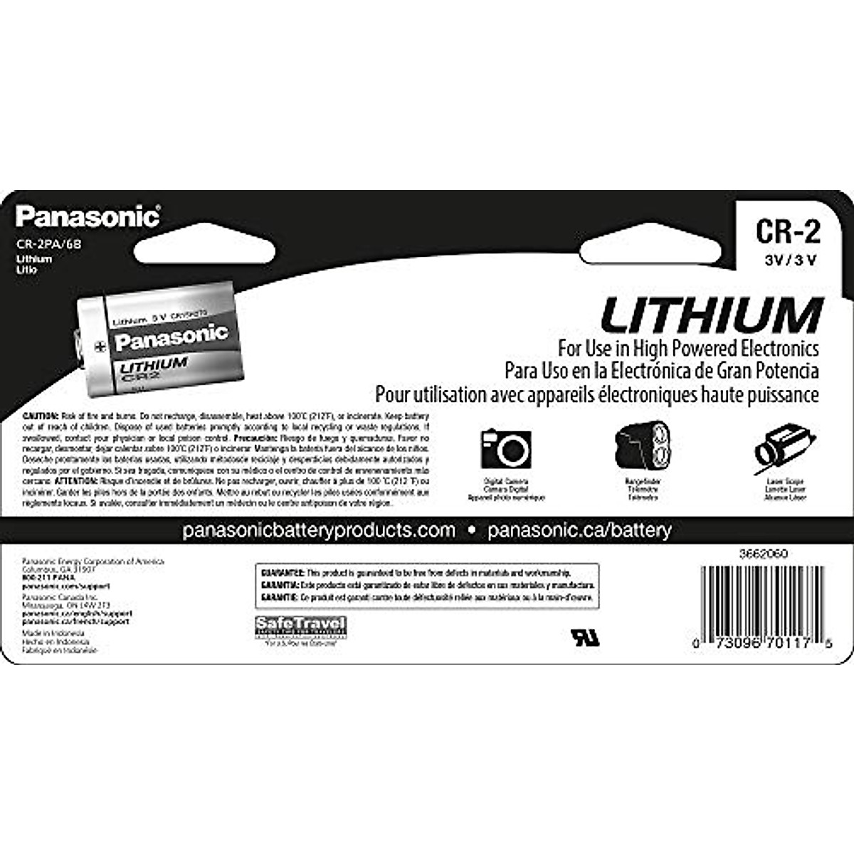 Panasonic CR2 3.0 Volt Long Lasting Lithium Batteries for Golf Rangefinders, Cameras, Flashlights and Other Devices, 6-Battery Pack