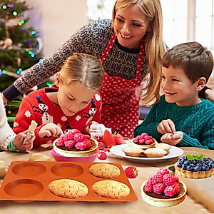 Palksky Silicone Molds for Baking (2 Pack)6-Cavity Large Round Disc Mold/English Muffins Pan/Resin Coaster Mold Non-Stick for Hamburger Chocolate Cake Pie Custard Tart Whoopie Pie Egg Pan