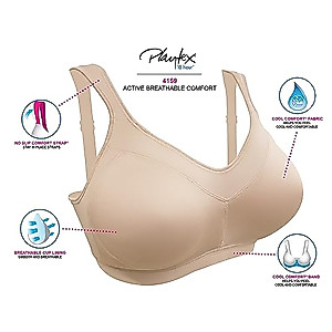 PLAYTEX Womens 18 Hour Wireless Seamless Full-coverage T-shirt With Smoothing Support, Us4159 Bras, Real Black, 38DD US