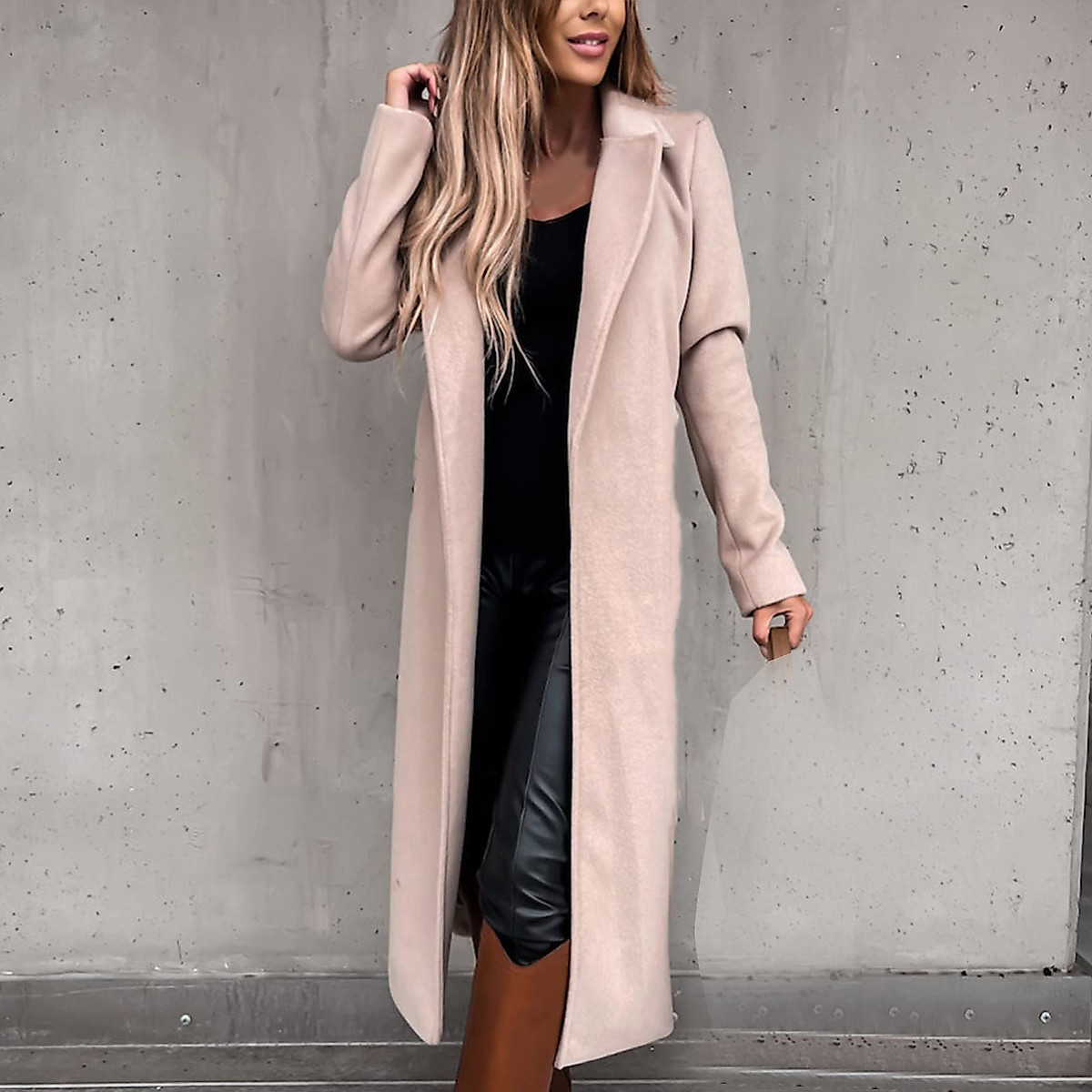 Hvyesh Deals Prime of the Day Today Only Women's Wool Blend Trench Winter Jackets Mid Long Warm Pea Coats Dressy Casual Double Breasted Overcoat with Pockets Sales Today Deals Prime Clearance