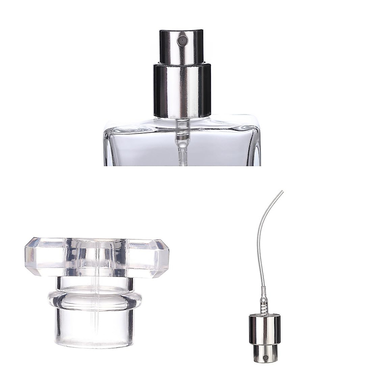 6 Pack 30ml / 1 Oz Transparent Refillable Perfume Bottle, Portable Square Empty Glass Perfume Atomizer Bottle Spray Applicator with 4 kinds of perfume dispenser(6 Pack 30ml / 1.01 oz. Transparent