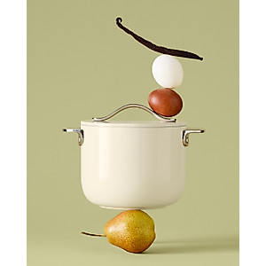 Caraway Petite Cooker - 2 Qt Ceramic Coated Pot - Free From Forever Chemicals - Perfect for Rice, Grains, or Sauces - Cream
