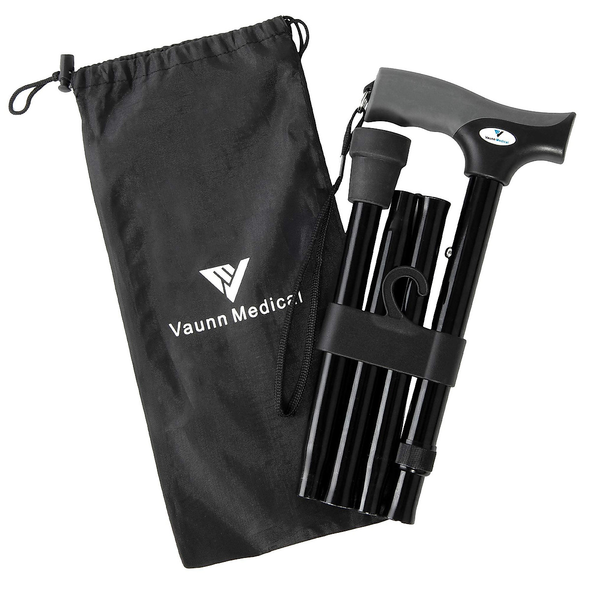 Vaunn Medical Mobility Assistance Bundle - Electronic Pedal Exerciser and Folding Walking Cane