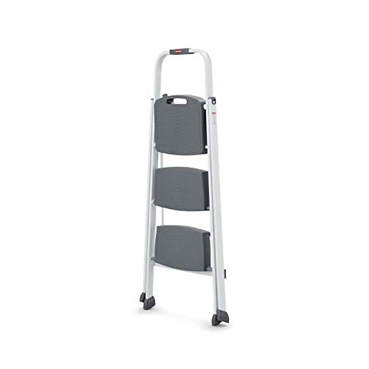 Rubbermaid 3-Step Steel Ladder, Folding Step Stool with Hand Grip and Non-Slip Feet, White, Tested to ANSI US Safety Standards, No Assembly Required (Amazon Exclusive)