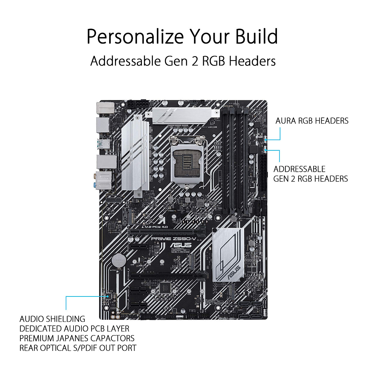 ASUS Prime Z590-V LGA 1200 (Intel® 11th/10th Gen) ATX motherboard (PCIe 4.0, 8+1 Power Stages, 3X M.2, 1Gb LAN,SPI-TPM header, Thunderbolt™ 4 support, Aura Sync RGB)