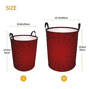 Spider Web Cobweb on Red Waterproof Foldable Laundry Hamper Bucket Laundry Room Basket for College Student Storage Pillows Blankets Living Room Bathroom Home Decor
