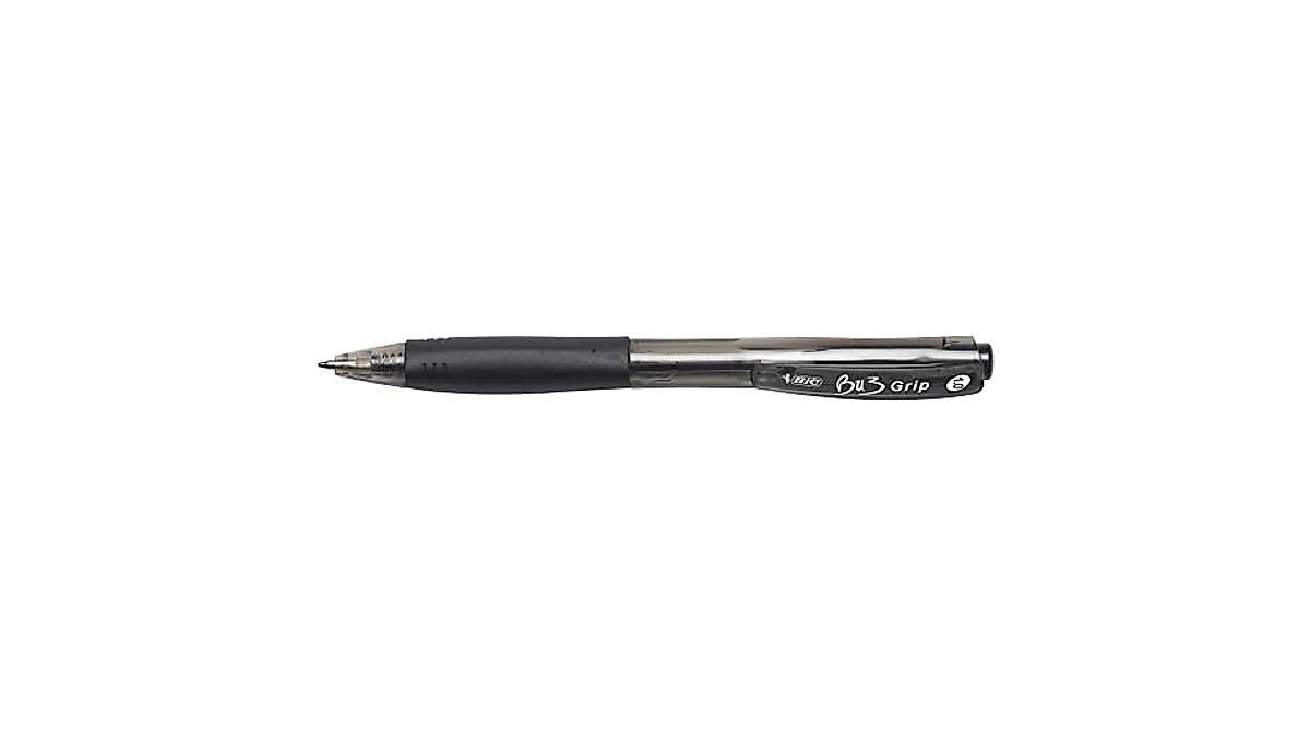 BIC BU3 Grip Retractable Ballpoint Pen - Stylish & Comfortable Writing