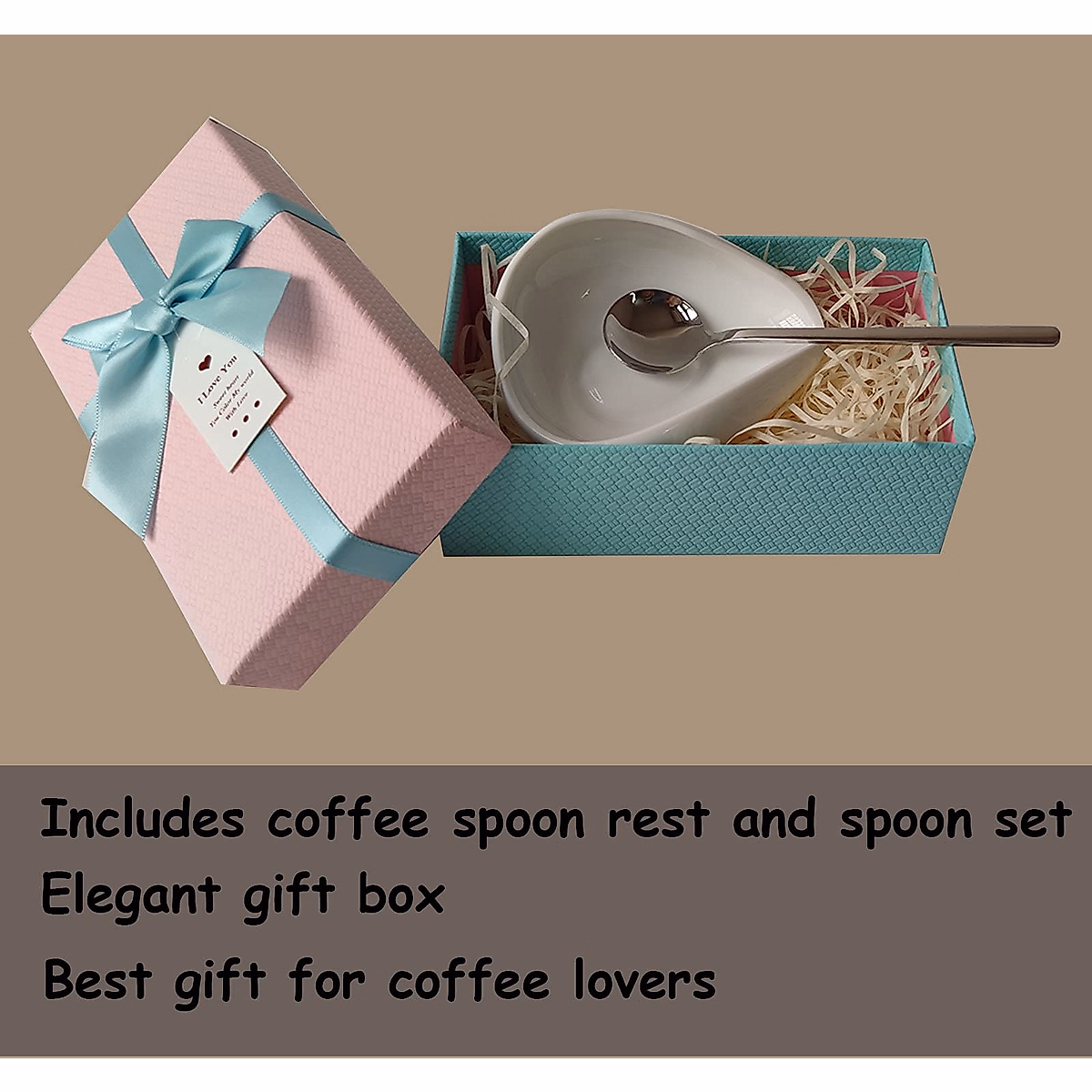 Andwarmth Coffee Spoon Rest and Spoon Set-Christmas Gifts for Coffee Lovers,Small Teaspoon Holder,Coffee Stirrers Holder,Coffee Bar Accessories,Decoration and Orginizer for Coffee Station