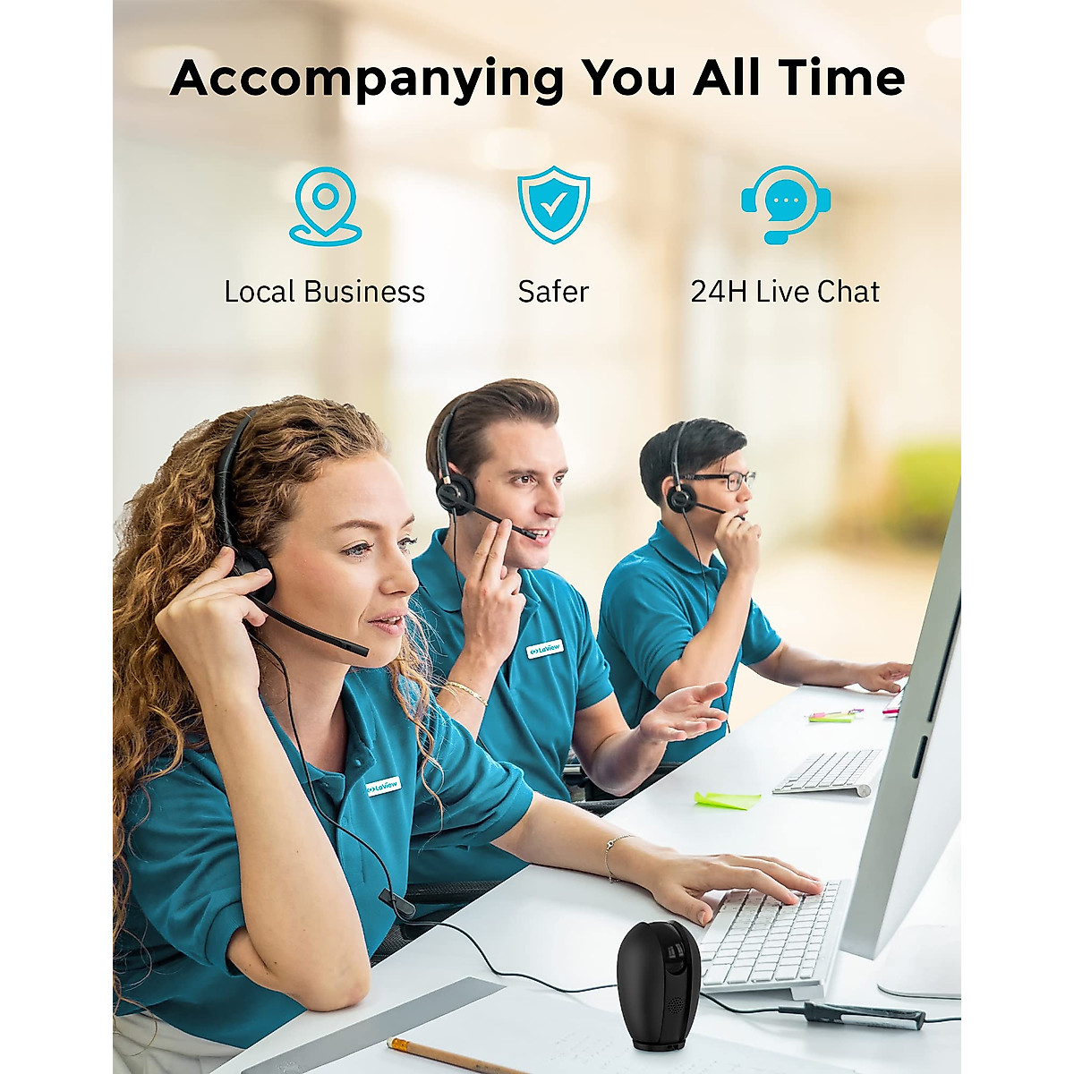 LaView Security Cameras for Home + 2X 32GB SD Cards, PT Home Security Camera System with Motion Detection, Two-Way Audio, Night Vision, Indoor WiFi Camera for Baby/pet, Alexa, USA Cloud Service