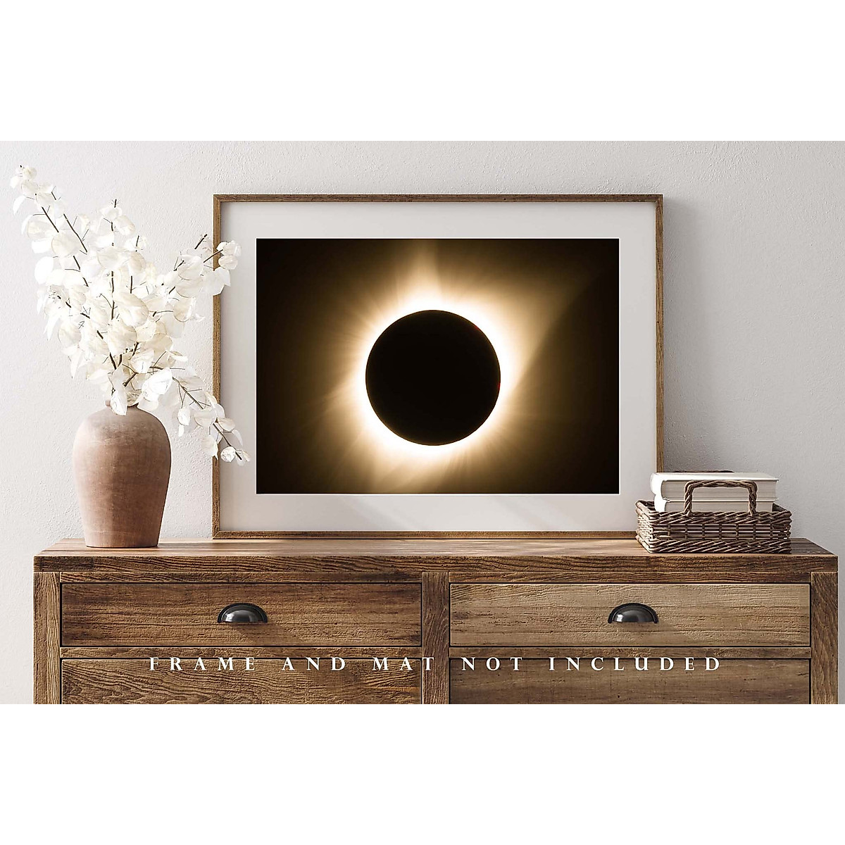 Celestial Photography Print (Not Framed) Picture of Total Solar Eclipse at Totality Sun Moon Wall Art Science Nature Decor (5" x 7")