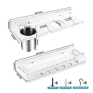 ANHIEN Hair Tool Organizer,Wall Mounted Hair Dryer and Styling tool Holder,Blow Dryer Holder,Hair Product Organizer for Hot Tools, Curling Iron,Hair Straightener(White)