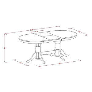 East West Furniture VAT-ESP-TP Vancouver Dining Room Table - an Oval kitchen Table Top with Butterfly Leaf & Double Pedestal Base, 40x76 Inch, Espresso