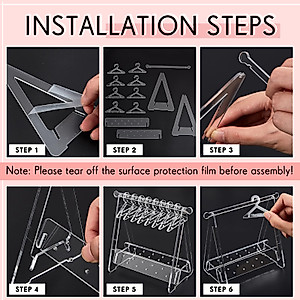 Kigley 4 Pcs Acrylic Earring Hanger Rack Earring Holder Stand Earring Display Each 52 Hole with 8 Mini Hangers Clear Hanging Jewelry Ear Studs Dangle Organizer for Women Girls, 5.31 x 5.31 x 3.27 Inch