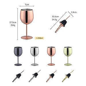 Buy Go! Stainless Steel Wine Glass,BuyGo 2-Pack Stemmed Rose Gold Wine Glasses with Pourer,Unbreakable Wedding Goblets Drinkware for Champagne,Cocktail,12 Oz