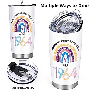 GINGPROUS 60th Birthday Gifts for Women, 1964 Birthday Gifts for Women, 60 Year Old Birthday Gifts, 60th Birthday Gift Ideas, 60th Birthday Decoration, 20oz Stainless Steel Insulated Tumbler with Lid
