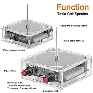 Weytoll Music Tesla Coil, Wireless Transmission Experiment Arc Plasma Coil, BT Speaker Artificial Lightning Generator, Arc Generator for Teaching Aids Gifts, Scientific Experiment Desktop Model Toy