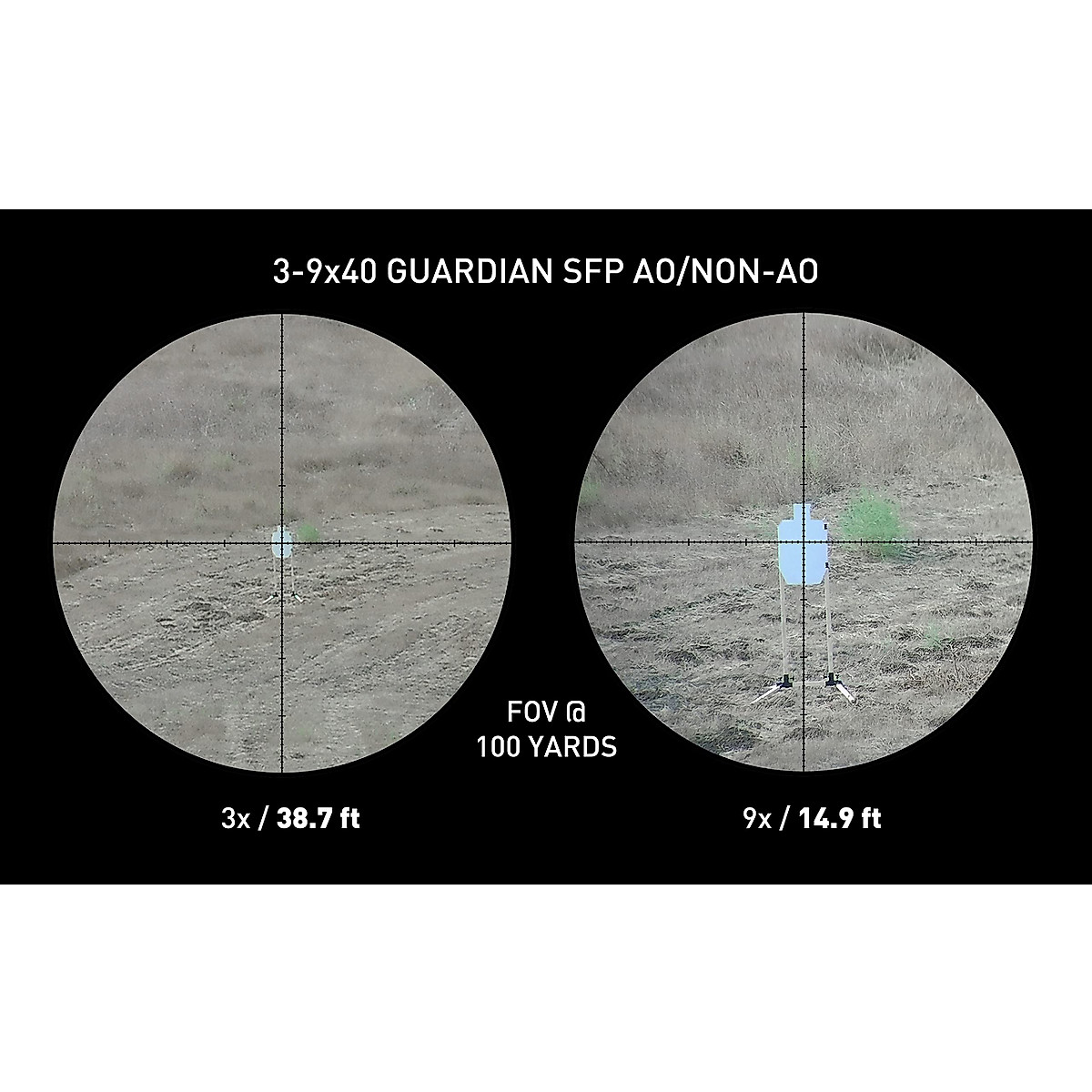 Monstrum Guardian 3-9x40 AO Rifle Scope with Parallax Adjustment | Black