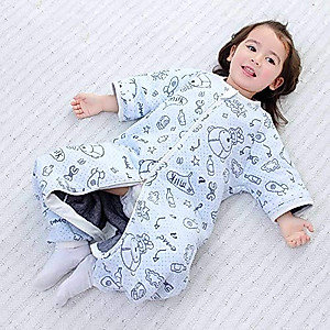 Happy Cherry Baby Girls One-Piece Rompers Sleeping Bag Warm Jumpsuit Wearable Blanket Sleepwear 100% Cotton XXL Blue