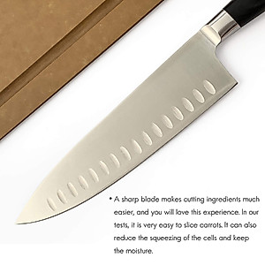 Fortune Candy 8 Inch Chef’s Knife - Japanese AUS-10 Stainless Steel Kitchen Knife - Full Tang, Classic Handle (Silver)